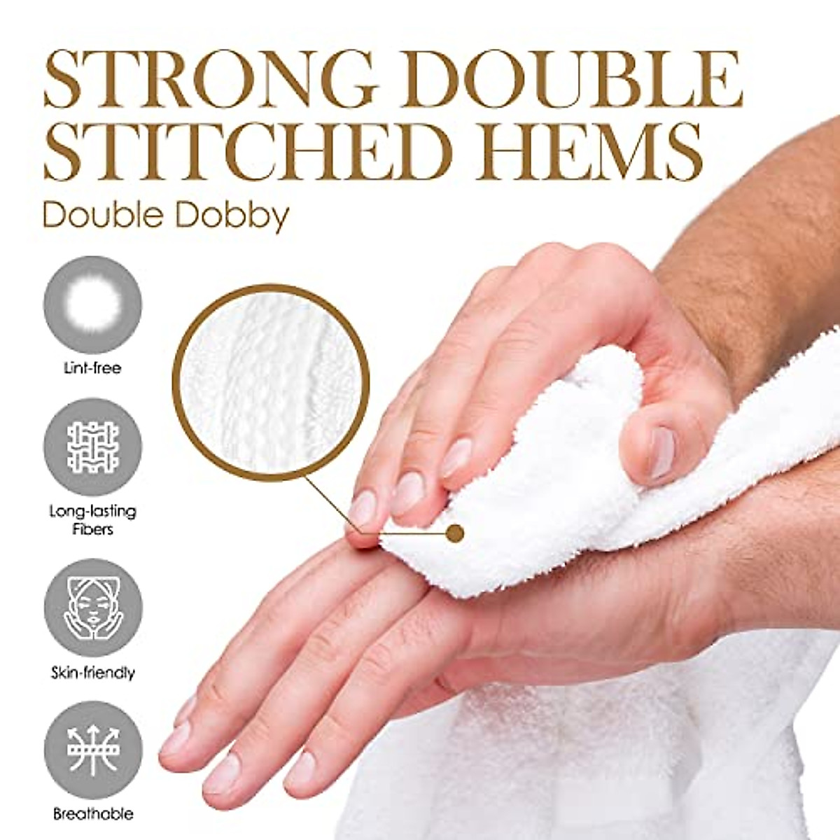 Elaine Karen 12 Pack 100% Cotton White Washcloths – Hotel & spa Absorbent Face Towels, Fingertip Terry Towels, (13'' x 13'')