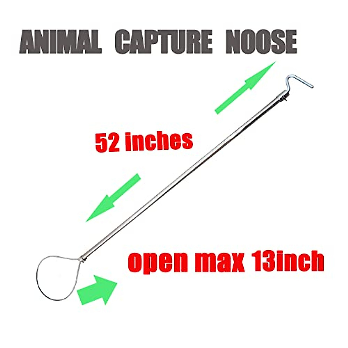 REAYEAXN 52'' Alligator Catch Pole Extra Long Control Tool Capture Noose Stainless Steel Catching and Releasing Trap for Dogs Wolves Goats Catching Game Finders