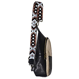 Sling Bag for Women PU Leather Crossbody Plush Splicing Satchel Chest Daypack Shoulder Backpack Cycling Hiking Travel