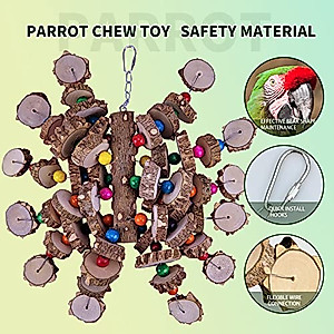 Bird Toys, Parrot Toys for Large Birds, Natural Peppered Wood African Grey Parrots, Macaws, Cockatoos, Amazon Parrot chew Toys, Aviary Hanging Toys