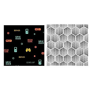 All Occasion Gift Wrapping Rolls, 2 Pack Paper Glitter Shiny Strong Thick Quality Modern Patterns for Birthday Holiday Presents Boys Girls Adult Christmas Bundle Xmas Bulk (Video Game Design)