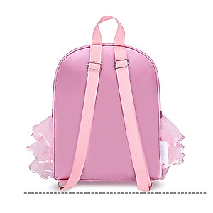 Yitengteng Princess Ballerina Backpack Dance Bag for Toddler Girls Nylon Backpack (Pink dance shoes)
