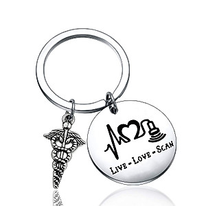 ENSIANTH Sonographer Gift Live Love Scan Keychain Ultrasound Tech Jewelry Radiologist gift (Sonographer Keychain)