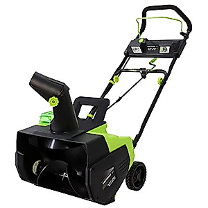 Earthwise SN722018 2 x 20V 18-Inch Cordless Snow Thrower w/ (2) 4.0Ah Batteries and Charger & SP001 20V Handheld Electric Spreader