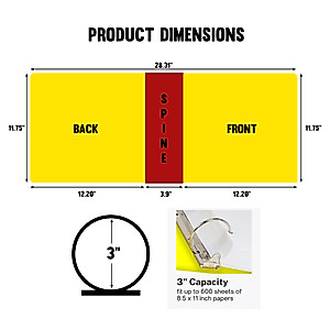 SDS Binder, Heavy Duty 3 Ring Binder 3 Inch, English Spanish Bilingual, 600 Safety Data Sheets Capacity