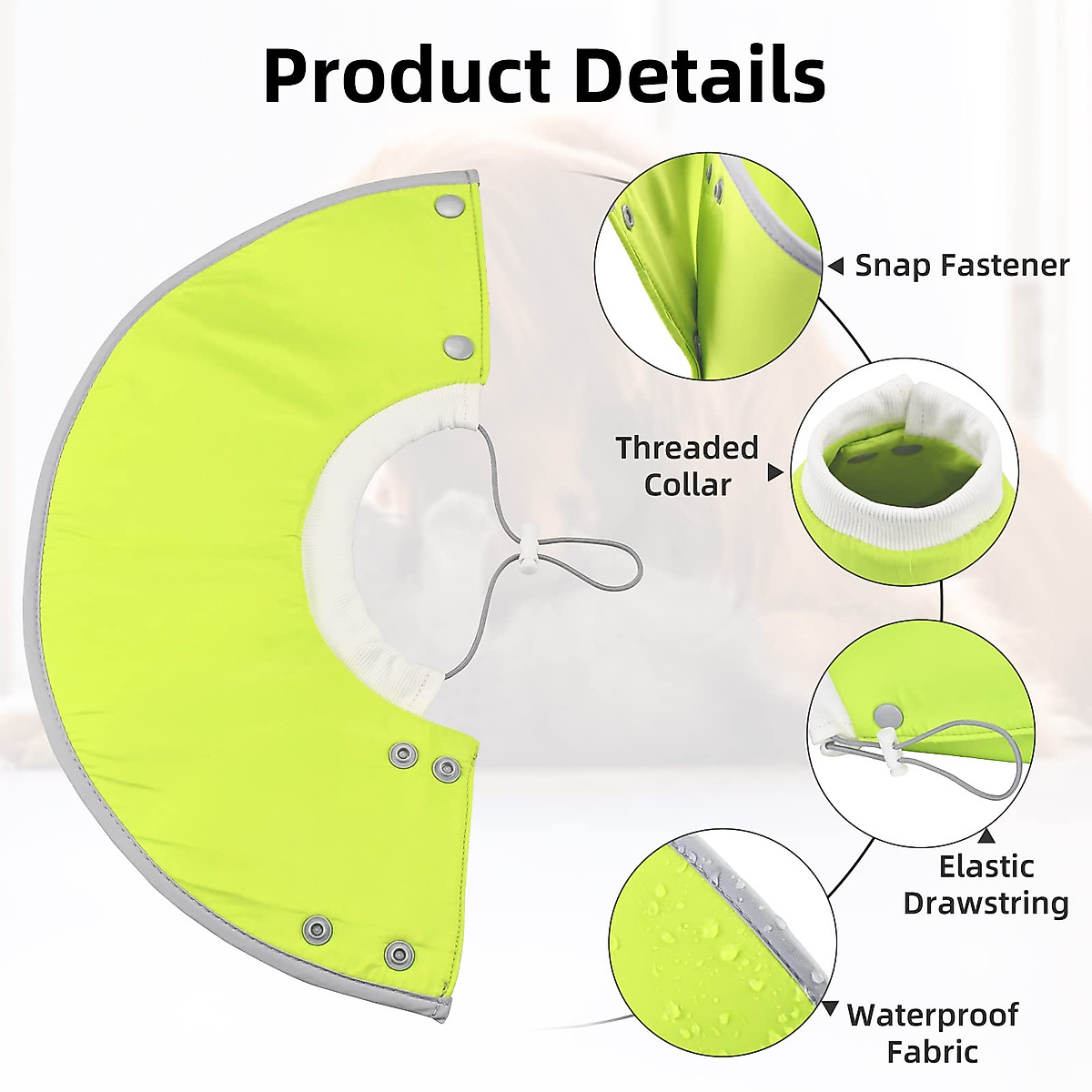 Vehomy Cat Recovery Collar Adjustable Cat Dog Cone Collar Pet Elizabethan Collar Soft Lightweight Dog E Collar for Cat Kitten Puppy to Stop Licking Wounds After Surgery Green XL