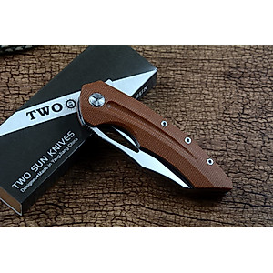 TwoSun Y-START Folding Outdoor Camping Hunting Knife TS132 D2 Blade Linen Handle