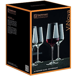 Nachtmann ViNova Collection Red Wine Magnum Glass, Set of 4, 23-Ounces, Bordeaux Wine Glasses, Long Stemmed, Large, Made of Clear Crystal Glass, Dishwasher Safe