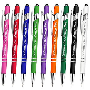 GIFTSDIY Personalized Pens with Stylus,Custom Engraving Ballpoint Pens,Imprinted with Your Logo or Message for Christmas, Graduation And Birthday,Black Ink,Medium Point (12, Purple)