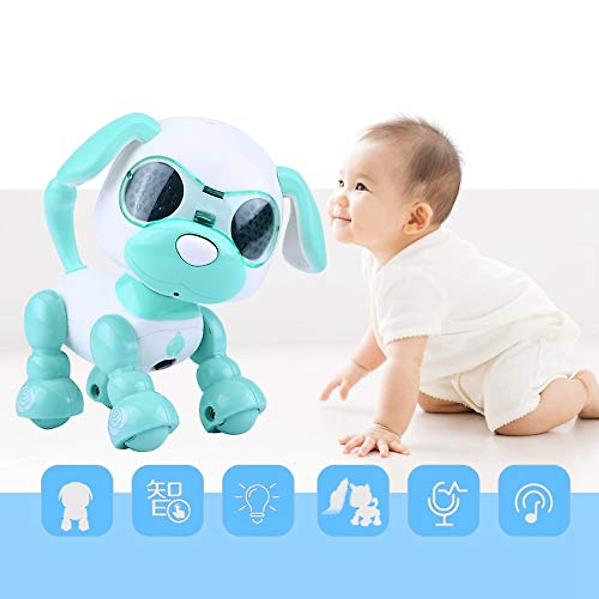 NITRIP Robot Pet, Educational Gift Walking Sound Puppy Interactive Smart Dog, Home for Kids School Girls(Green)