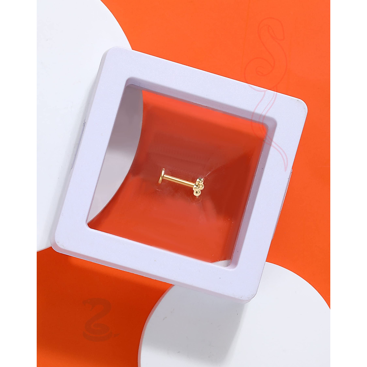 Melighting 14K Gold Helix Earrings Push in Threadless Snake Cartilage Earrings Solid Gold Flat Back Earrings Stud Gold Tragus Piercing Jewelry Labret Jewelry for Women Men