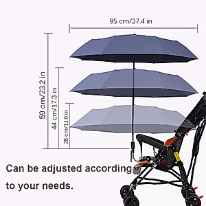 Nakazawa Universal Baby Parasol, Baby Stroller Sun Shade Sun Protection Sun Shade for Strollers, Waterproof Umbrella for Trolley Bike Wheelchair Buggy Fishing, Bicycle Umbrella with Holder Clip Clamp