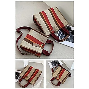 Womens Shoulder Bags - Casual Handbags - Strip Fashion Design - Bag for Travel, Office, School (Brown)