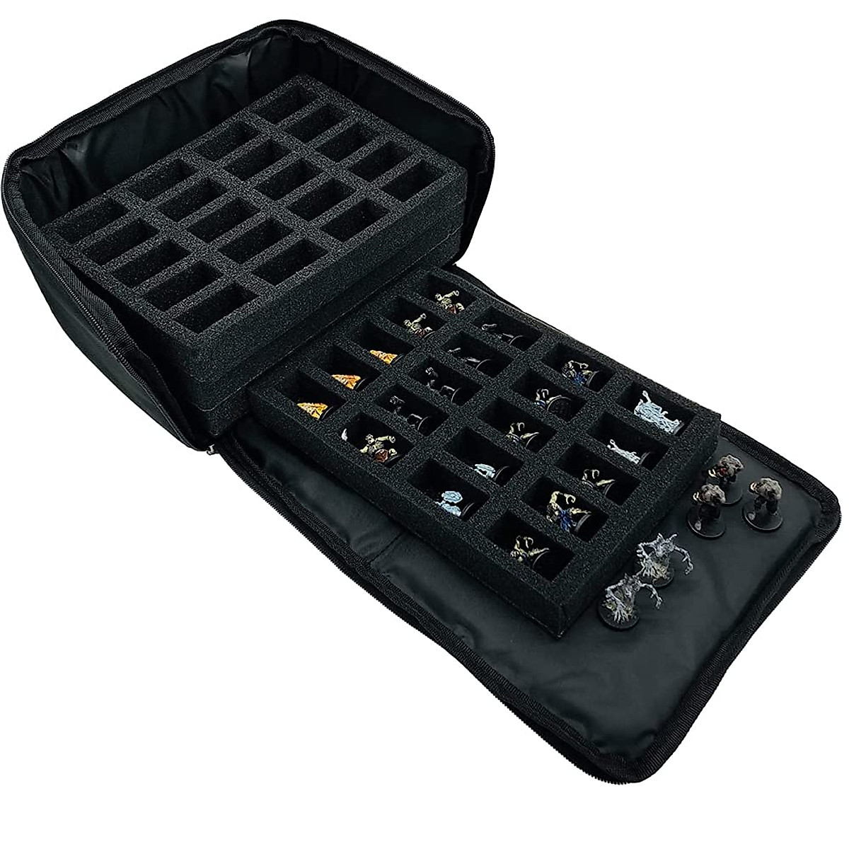 Grinning Gargoyle Miniature Storage Case - 80 Foam Slot Figurine Miniature Carrying Case - Minitures Carry Case with handle - Dungeons and Dragons Miniature Case - Wargame Carrying Case (4 Tray)