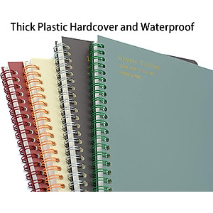 Yansanido Spiral Notebook, 4 Pcs 8.3 Inch x 5.9 Inch A5 Thick Plastic Hardcover 8mm Ruled 4 Color 80 Sheets -160 Pages Journals for Study and Notes (style 10-Wine Red,Brown,Green,ivory, A5)