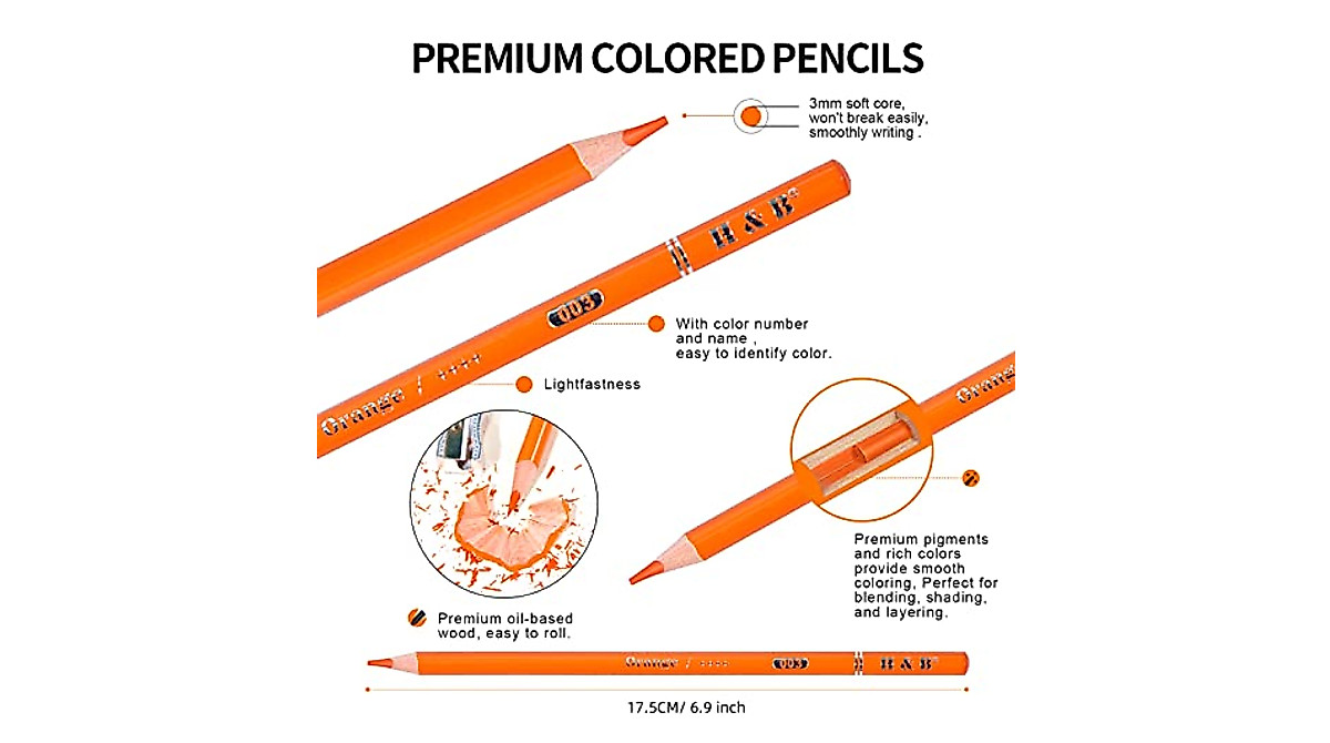 H & B 120 Colored Pencils Set for Creative Artists
