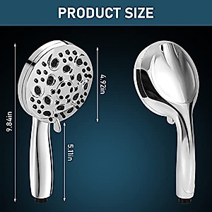 ZYlifemagic High Pressure 10-mode Shower Head With Handheld - Anti-clog Nozzles, Stainless Steel Hose, Cleaning Fuctions For Tubstiles Pets Wall And Overhead Brackets Cleaning -Premium Chrome