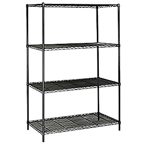Safco Products 5294BL Industrial Wire Shelving Starter Unit 48" W x 24" D x 72" H (Add-On Unit and Extra Shelf Pack Sold Separately), Black