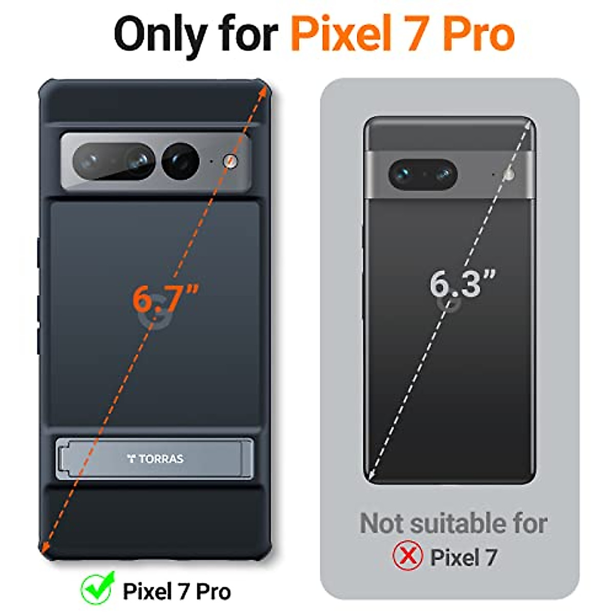 TORRAS MarsClimber for Google Pixel 7 Pro Case 6.7'' [8FT Military-Grade Drop Protection] [3 Stand Ways Slim Kickstand] Translucent Matte Protective Phone Cases for Google Pixel 7 Pro, Black