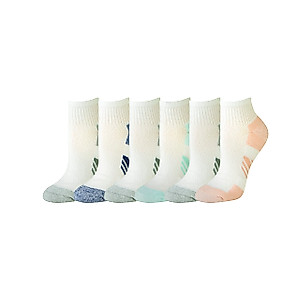 Amazon Essentials Women's Performance Cotton Cushioned Athletic Ankle Socks, 6 Pairs, White, 6-9