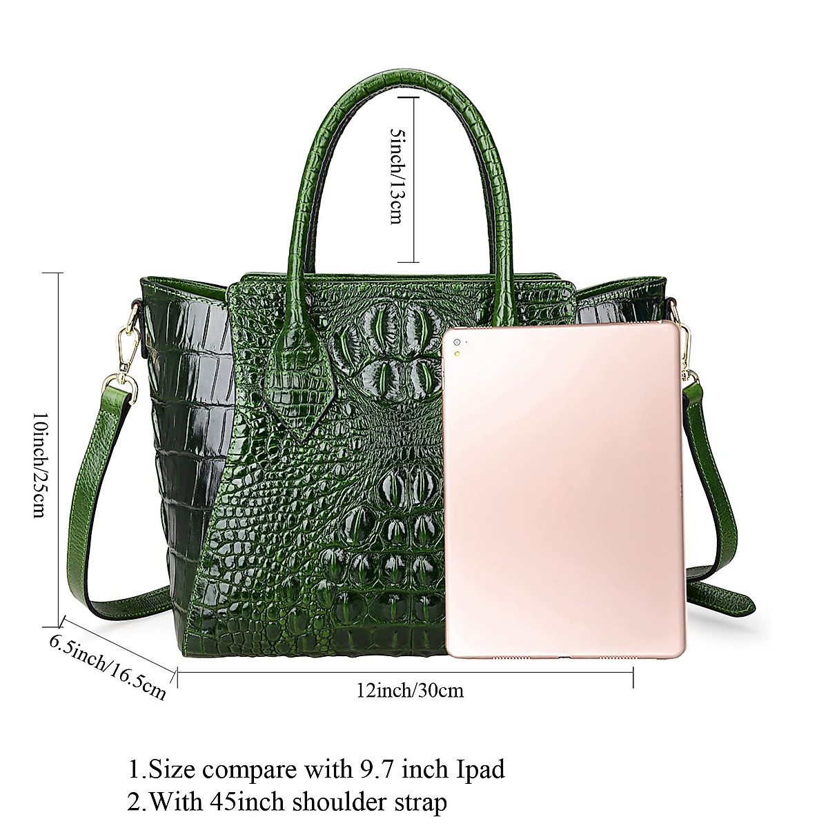 PIJUSHI Designer Crocodile Handbags for Women Genuine Leather Purses Top Handle Shoulder Bag (6082 Purple)