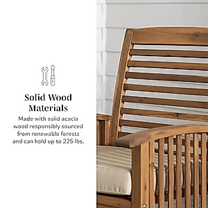 Walker Edison Rendezvous Modern 2 Piece Solid Acacia Wood Slat Back Outdoor Dining Chairs, Set of 2, Brown