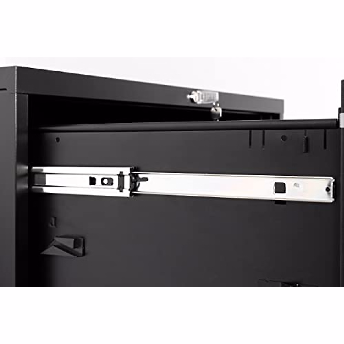 Yone jx je 2 Drawer Lateral Filing Cabinet for Legal/Letter A4 Size, Large Deep Drawers Locked by Keys, Locking Wide File Cabinet for Home Office, Metal Steel (Black)