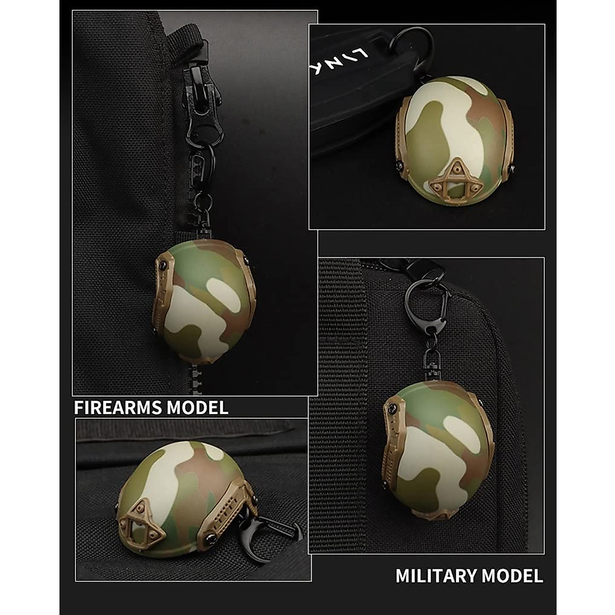 Tactical Fast Helmet Model Keychain Key Ring Mini Portable Bottle Opener Keychain Backpack Charm Military Fan Accessories Gift (Color : AC41-CP)