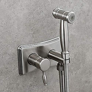 Tecmolog Stainless Steel Toilet Sprayer Kit Hand Held Bidet Sprayer for Toilet Hot and Cold Water Diaper Sprayer Shattaf Bathroom Attachment, Brushed Nickel, WS035F