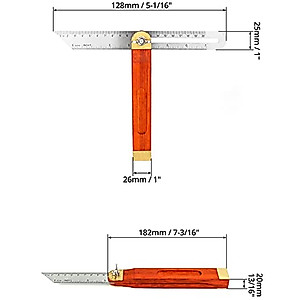QWORK 9-Inch Stainless Steel T-Bevel Gauge Angle Finder, Metric and Inch Measurements, Sliding Angle Ruler Woodworking T Bevel Angle Finder with Locking Mechanism and Dual Scales