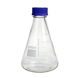 3 Pieces Pastein 1000ml Narrow Mouth Graduated Lab Erlenmeyer Glass Flask Bottle with GL45 Screw Cap (Blue)