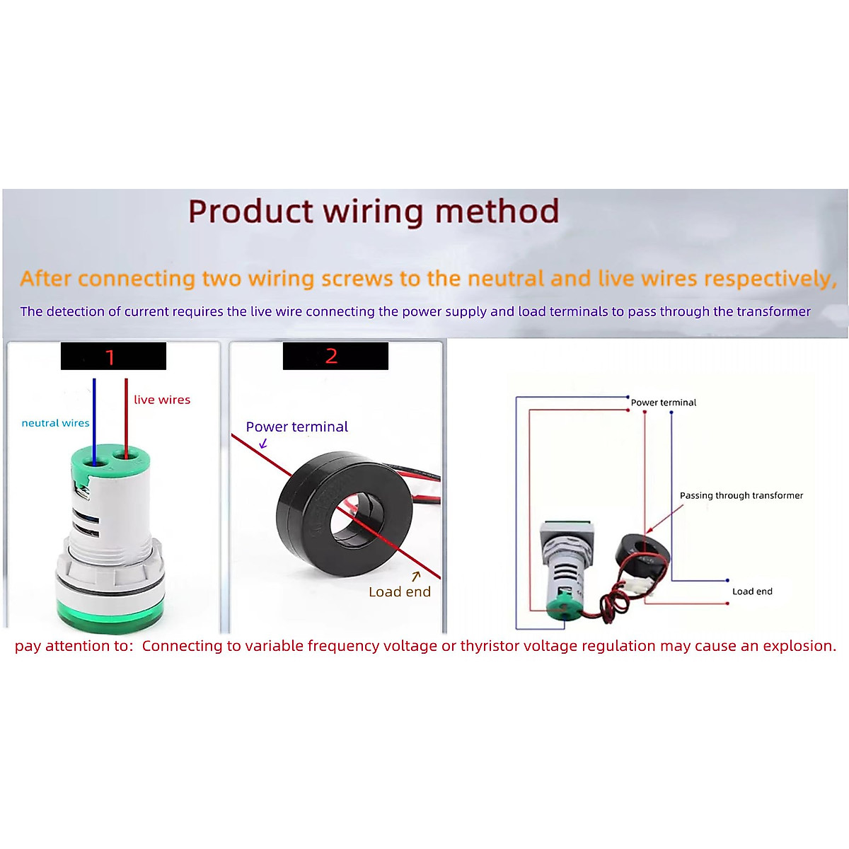 Szliyands AC Current and Voltage Indicator with Two-Digit Display, 22mm Square Head LED Multi-Function Measuring Instrument Monitor (Green)