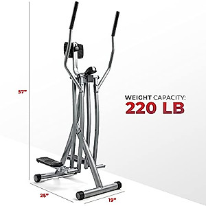 Sunny Health & Fitness SF-E902 Air Walk Trainer Elliptical Machine Glider w/LCD Monitor, 220 LB Max Weight and 30 Inch Stride