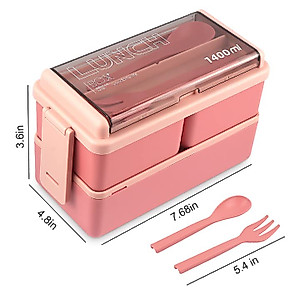 NatraProw Bento Box Adult Lunch Box, All-in-One Lunch Containers with Removable Compartments, 2 Layers Stackable Bento Lunch Box Leak Proof, Microwave Safe