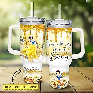 Personalized Princess Cartoon Movie Character Beautiful Can Not Adult Today Take Me to Snow Tumbler 40 Oz Stainless Steel With Handle And Straw, 40oz Tumbler Maintains Cold Heat and Ice for Hours