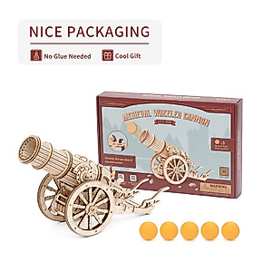 ROBOTIME 3D Wooden Puzzles for Adults, Cannon Toy Wooden Catapult Model for Adults to Build, STEM Projects Educational Toy for Kids