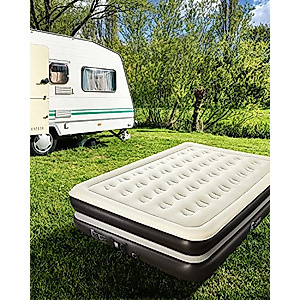 Ciays Air Mattress Queen with Built-in Pump, Double High Blow Up Mattress with Carrying Bag, Inflatable Air Bed for Guests, Family, Brown