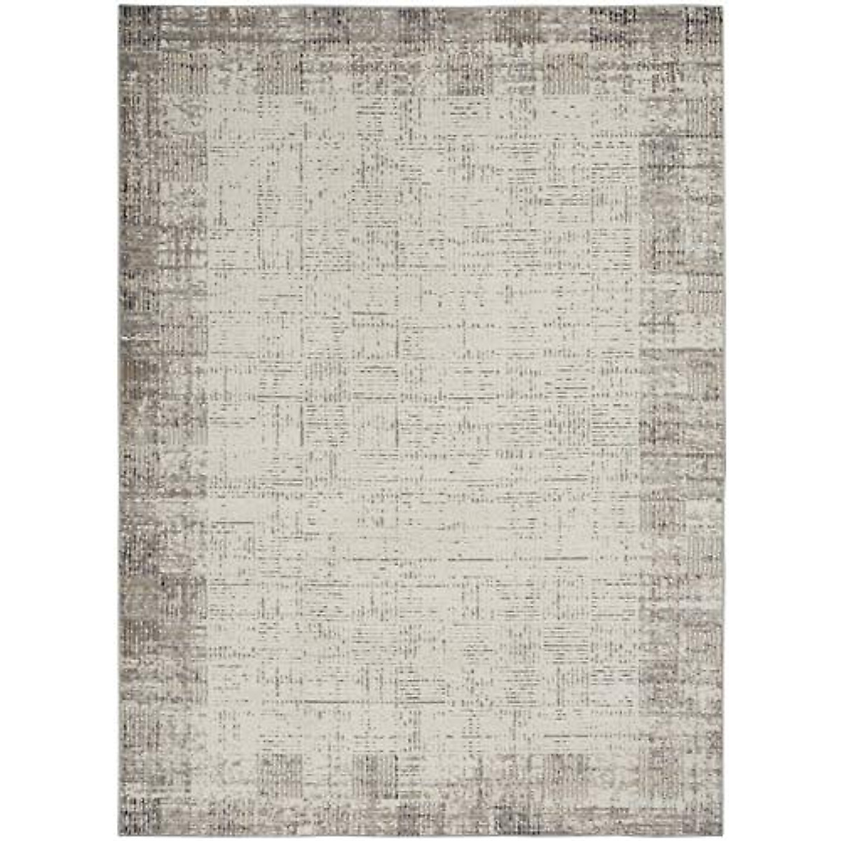Nourison Elation Modern & Contemporary Ivory Grey 6' x 9' Area-Rug, Easy-Cleaning, Non Shedding, Bed Room, Living Room, Dining Room, Kitchen (6x9)