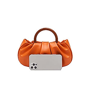 Verdusa Women's Ruched Small Handbag Clutch Purse Dumpling Pouch Bag Orange one-size
