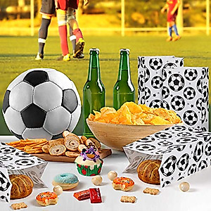 Blulu 30 Pack Paper Soccer Party Favor Bag Candy Goodie Treat Bags Soccer Print Gift Bags for Football Themed Party Favors