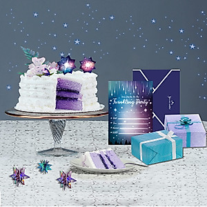 12 Set Romantic Aurora Shoting Star Party Invitation Card with Envenopes Galaxy Stickers for Universe Twinkle Litter Star Starry Night Birthday Bday Anniversary Baby Shower Party Supples