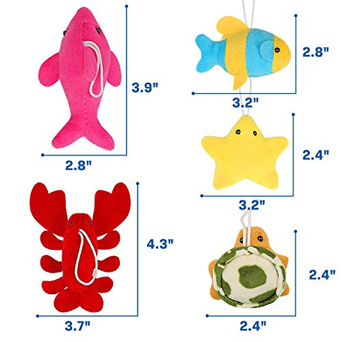 Hamsoo 30 Mini Stuffed Sea Creatures Toys - Carnival Prizes, Claw Machine, Goody Bags, Easter Eggs, Ocean Party Favors & Plush Keychains