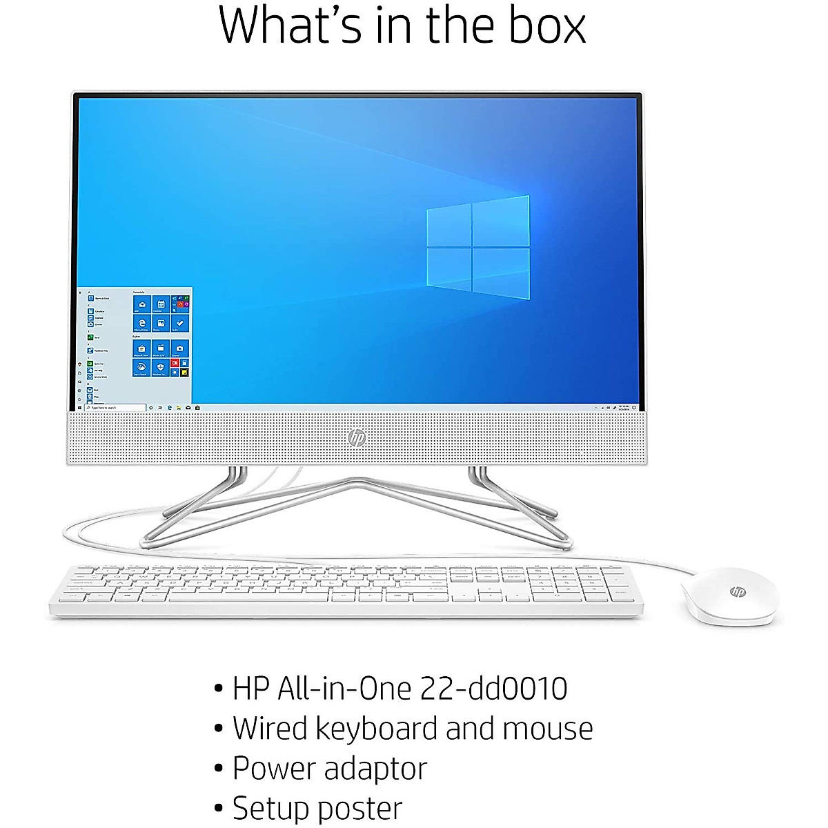 HP 2022 22'' All-in-One AIO FHD IPS Desktop Dual-Core AMD Athlon Silver 3050U 16GB DDR4 RAM 512GB M.2 NVMe SSD HDMI RJ45 WiFi AC BT Webcam Speaker DVD White Windows 10 Pro w/RE Accessories
