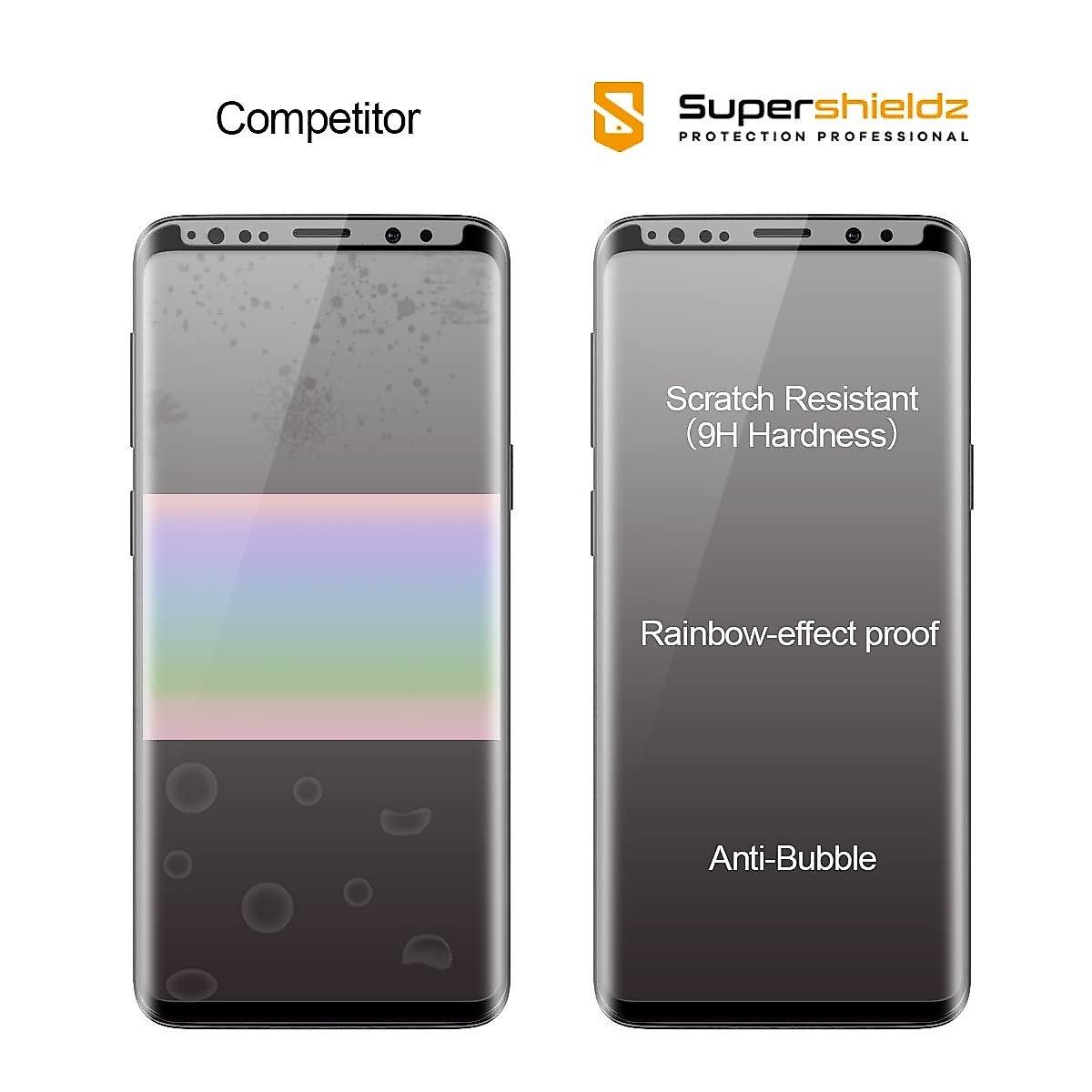 Supershieldz (2 Pack) Designed for Samsung Galaxy S9 Tempered Glass Screen Protector with (Easy Installation Tray) Anti Scratch, Bubble Free (Black)