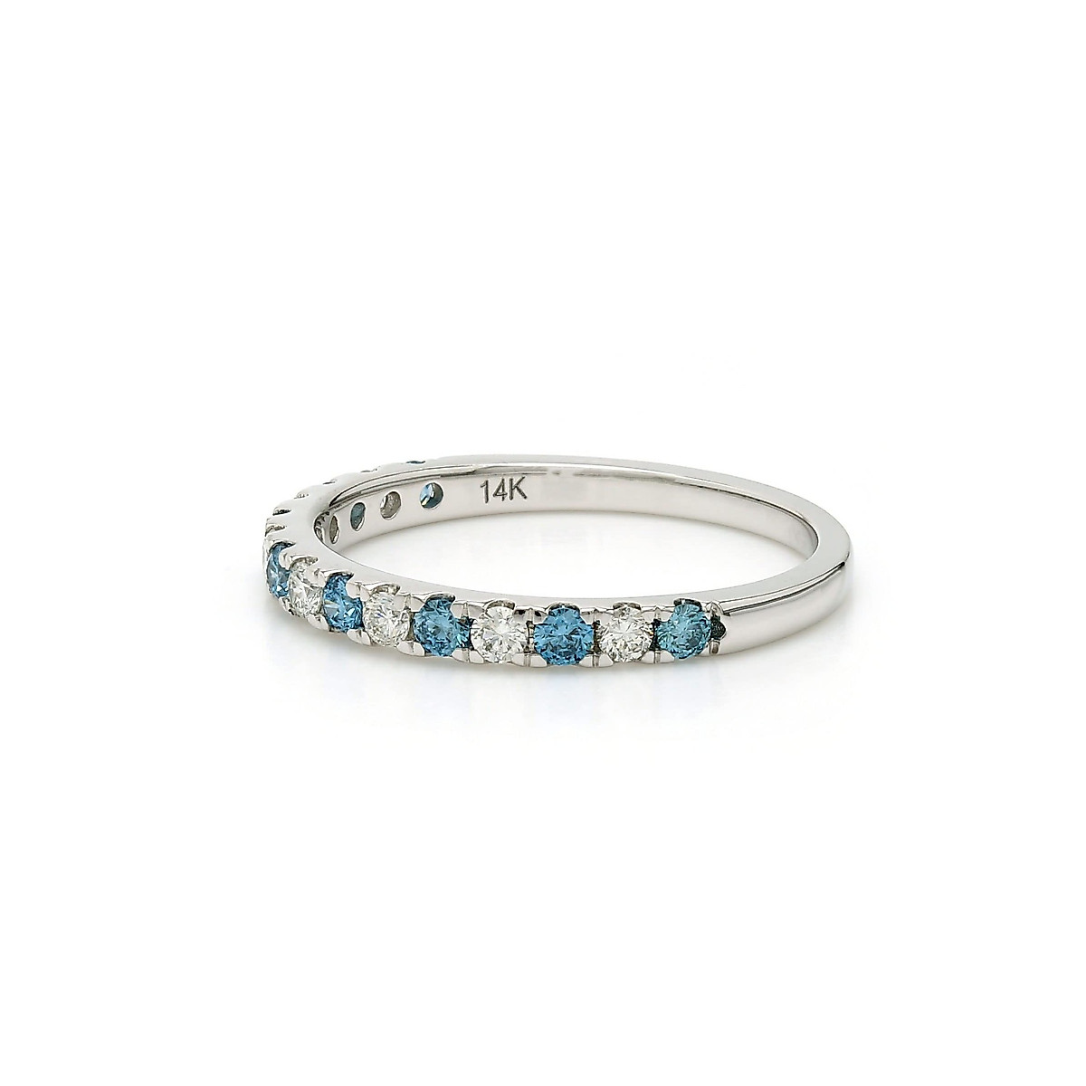 New World Diamonds 14k White Gold Lab-Created Blue Diamond Wedding Ring Band (1/2 cttw, F-G Color, VS-SI Clarity) Size 7