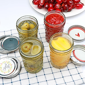 COMUDOT Mason Jars 8 oz with Airtight Lids, 30Pack Glass Regular Mouth Canning Jars, Small Quilted Crystal Jars for Storing Honey,Jelly, Overnight Oats,Jam