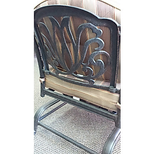 Elizabeth Outdoor Patio 4 Club Rocker Chairs Spring Base Cast Aluminum Dark Bronze (Walnut)