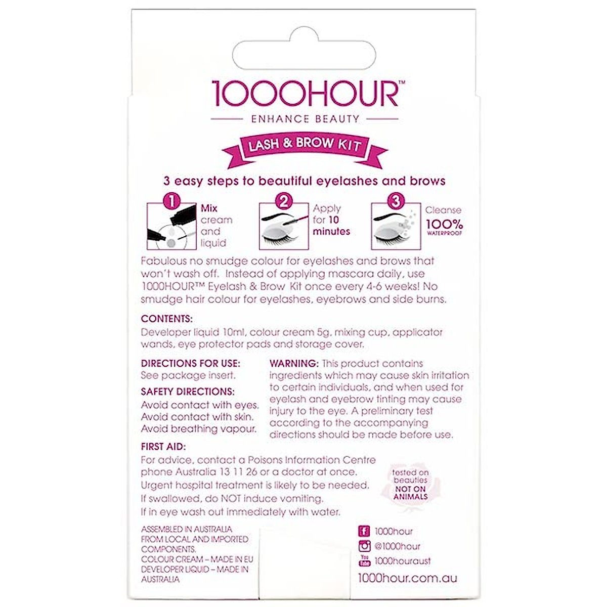 1000 Hour Professional Formula Lash and Brow Kit - Defined Brows with a Long-Lasting Formula with Eyebrow Mascara - Brow Gel for Stunning Brows that Last Up To 6 Weeks with 12 Applications - (Black)