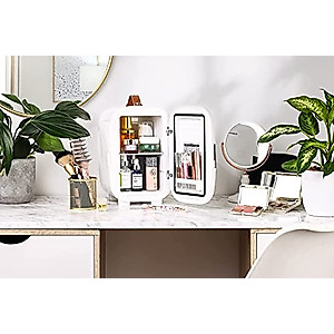 Subcold Pro6 Luxury Mini Fridge Cooler 6 Litre / 8 Cans AC & Exclusive USB Power Option Small Portable Fridge For The Office, Bedroom, Car, Skincare & Cosmetics Chequer White