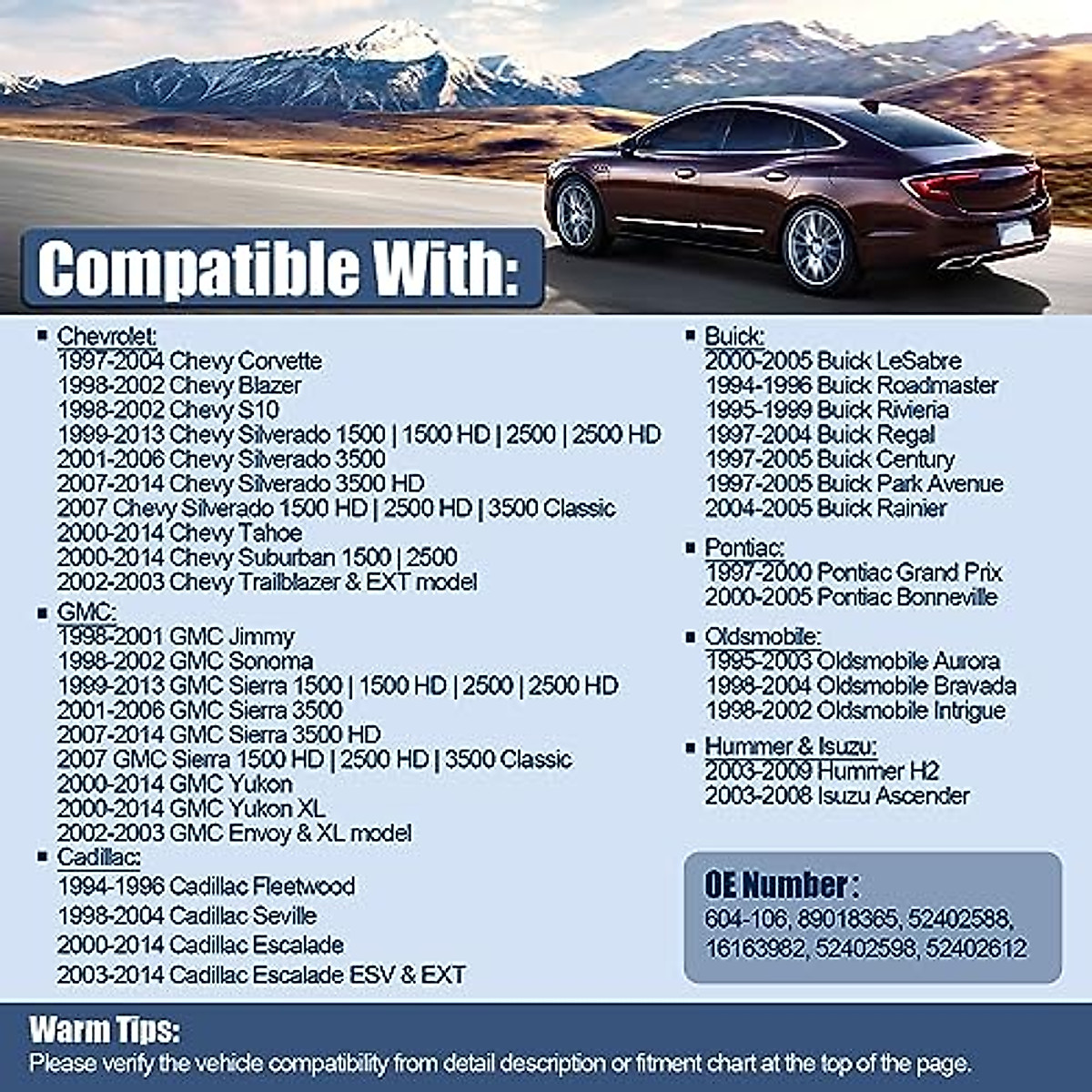 604-106 HVAC Blend Door Actuator Replaces# 89018365 52402588 15-72971 Replacement for 1994-2012 Chevy Silverado 1500 & 2500, Tahoe, GMC Sierra Yukon